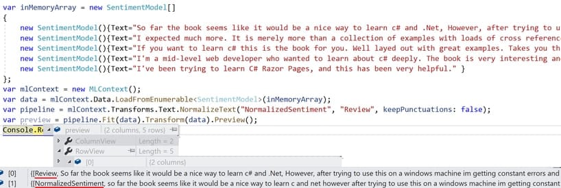 How to transform data in ML.NET using the API - DevInDeep
